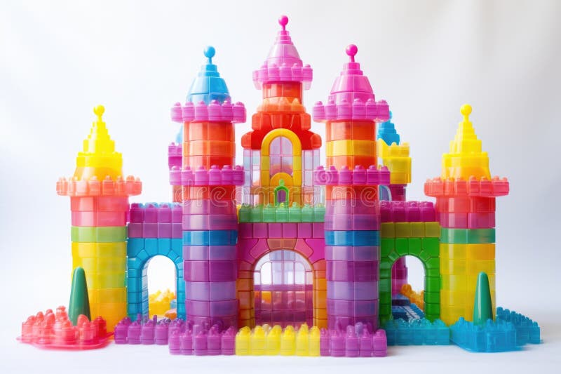 Toy Castle Made of Colorful Plastic Bricks Stock Illustration ...