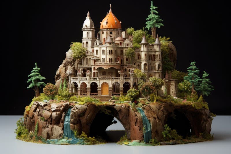 Toy Castle in a Miniature Landscape Setting Stock Illustration ...