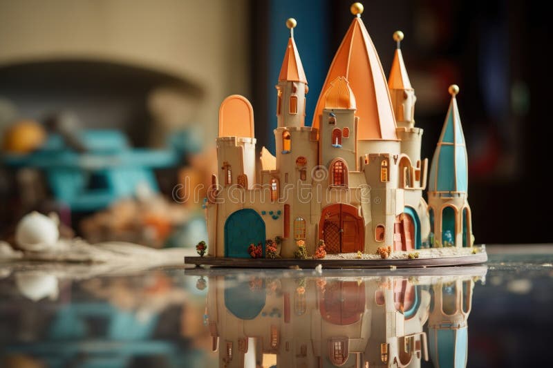 Toy Castle Reflected in a Small Mirror Stock Illustration ...