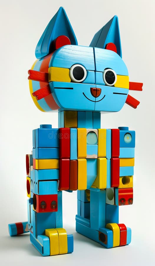 A Toy Cat Made of Lego Blocks Stock Image - Image of generated, block ...