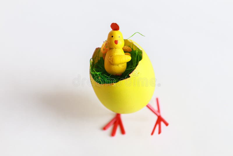 The Toy Chicken Sitting in Egg Shell Stock Image - Image of cute ...