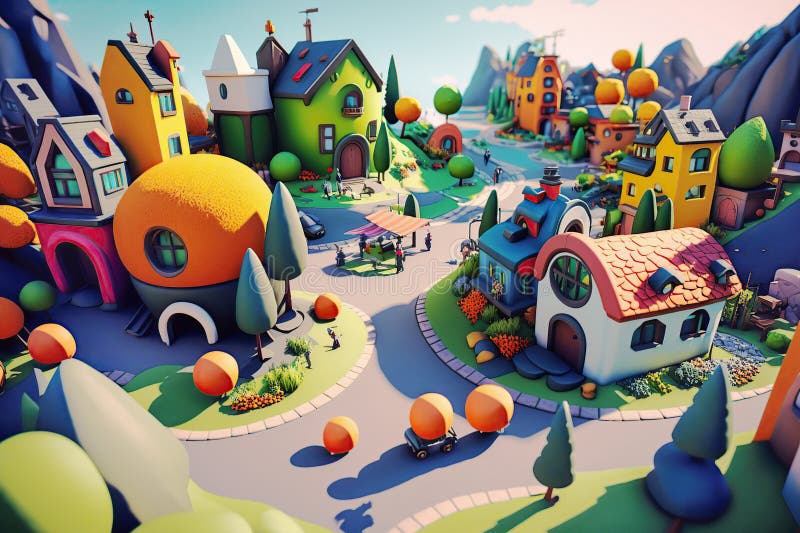 Toy City Top View Ai Generated Stock Illustration - Illustration of ...