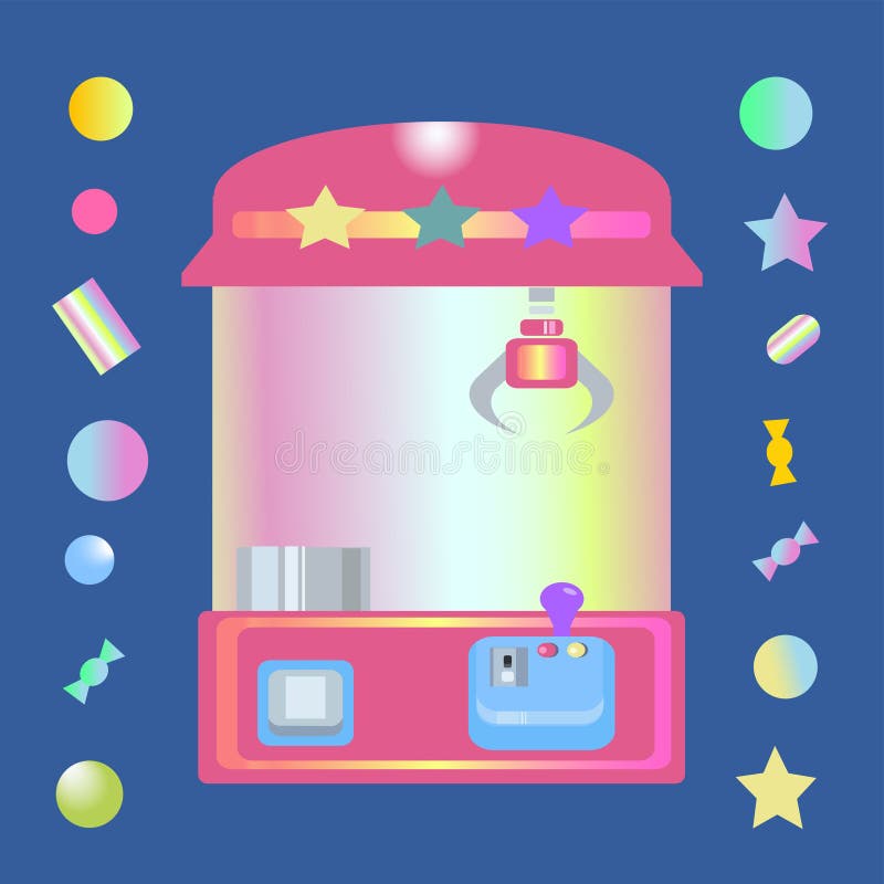 Toy Claw Machine with Sweets Stock Vector - Illustration of glass ...