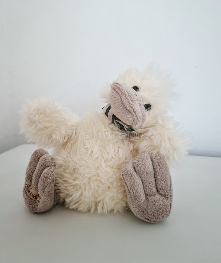 Toy, cream duck sitting stock image. Image of animal - 228774311