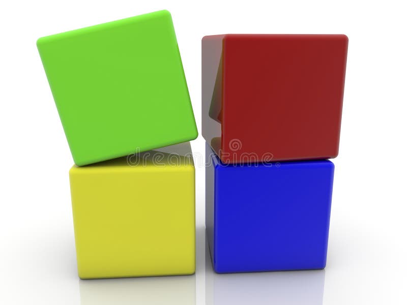 Toy Cubes in Different Colors on White Stock Illustration ...