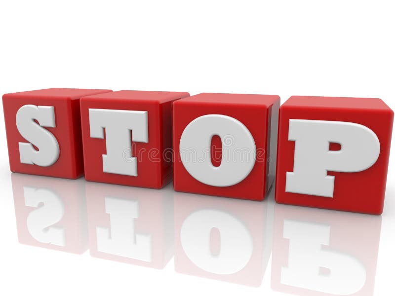 Stop Concept on Red Toy Cubes Stock Illustration - Illustration of ...