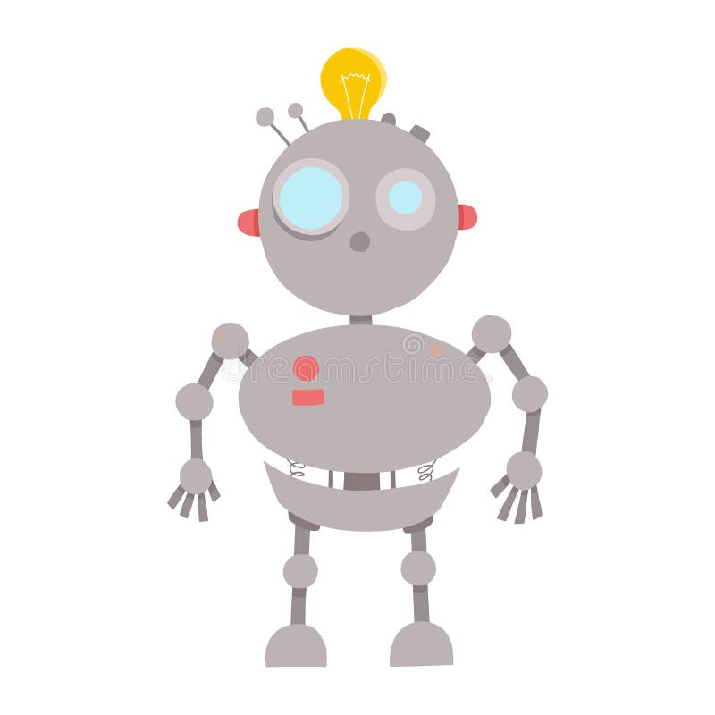 Toy Cute Robot with a Screen in the Chest and a Heart on it. Flat ...