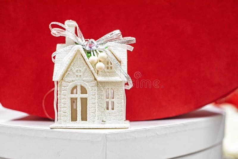 Toy Decorative House on a Red Background Stock Image - Image of accents ...