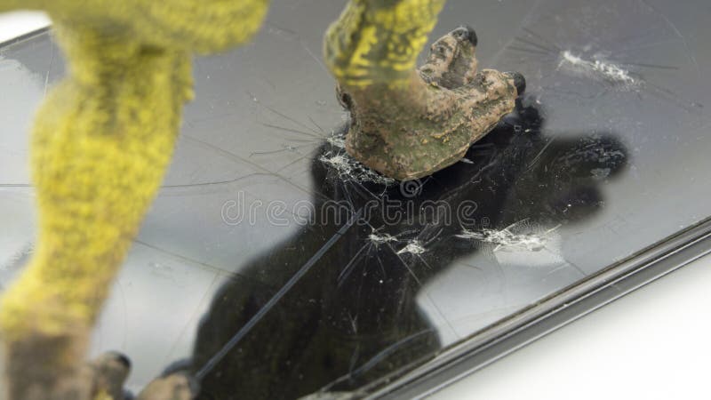 Toy Dinosaur Damage Step on Smartphone Cracked Stock Photo - Image of ...