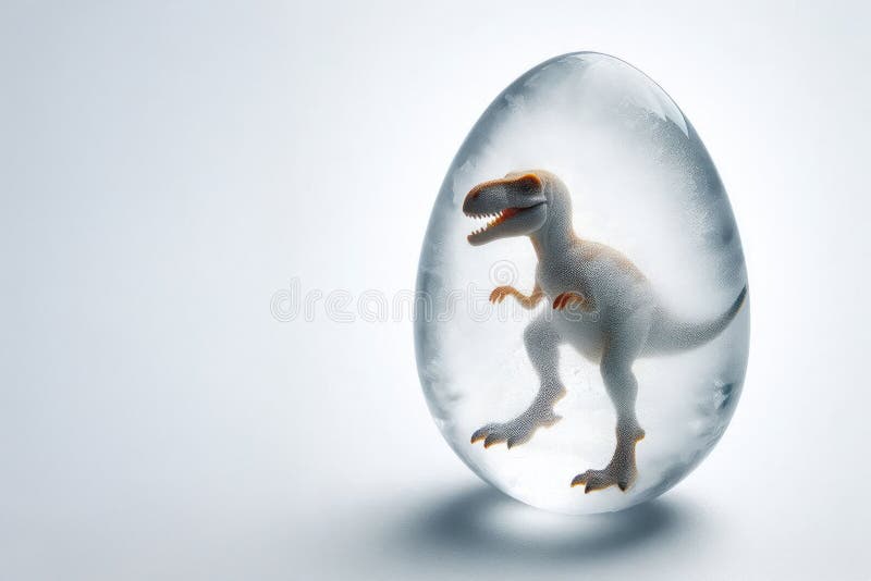 Dinosaur Inside Transparent Egg on White Background. 3D Rendered ...