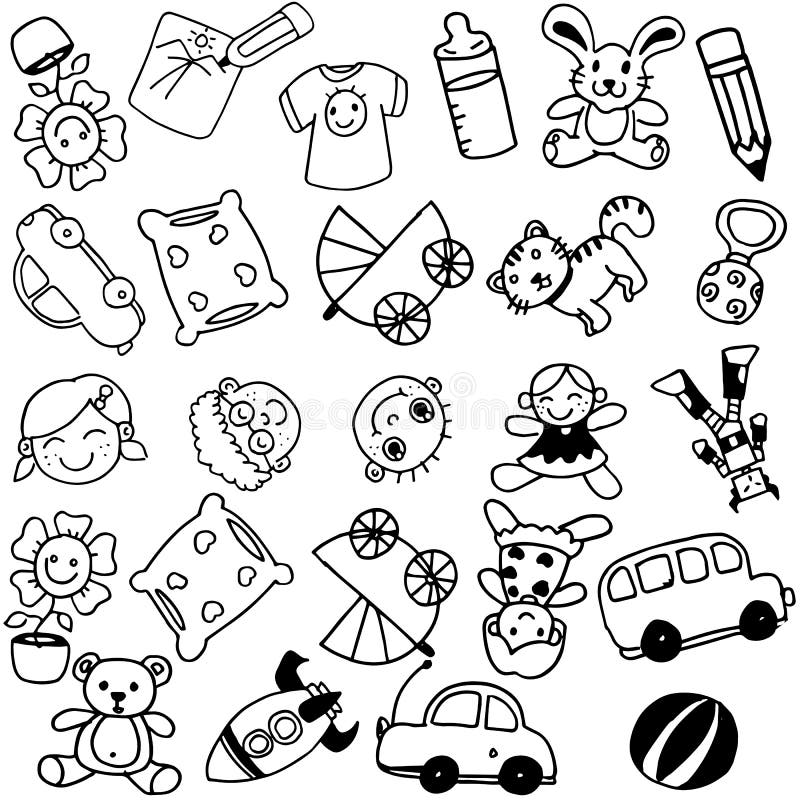 Toy doodle art for kids stock vector. Illustration of cute - 70984969