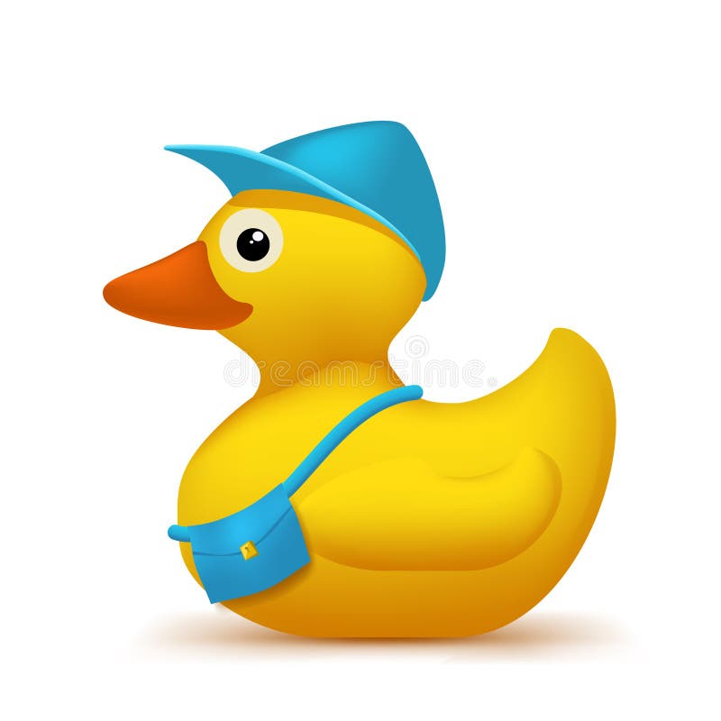 Toy duck with blue hat stock vector. Illustration of duckling - 93686533