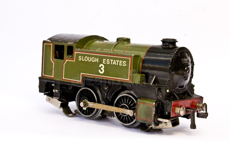 Toy Electric Model Train on White Background Stock Photo - Image of ...