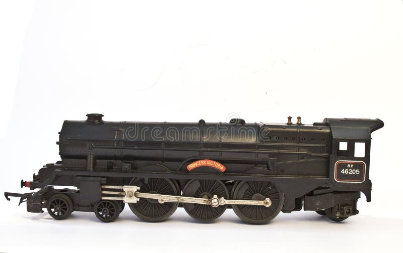 Toy Electric Model Train on White Background Stock Photo - Image of ...