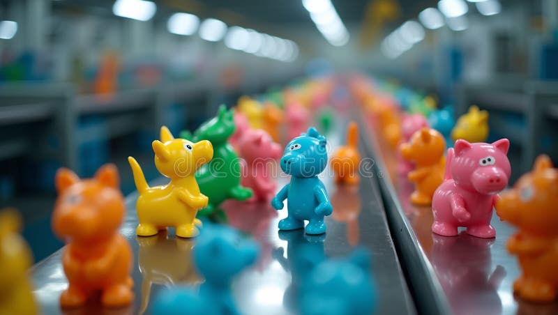 Toy Factory Assembly Line Colorful Plastic Toys in Production Stock ...