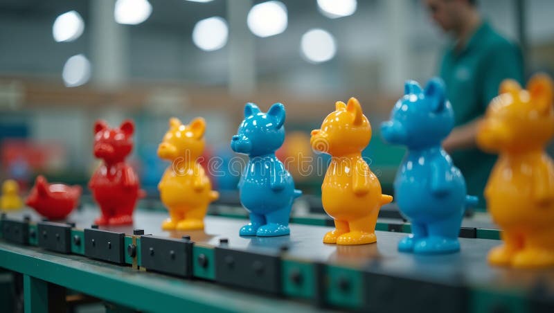 Toy Factory Assembly Line Colorful Plastic Toys in Production Stock ...