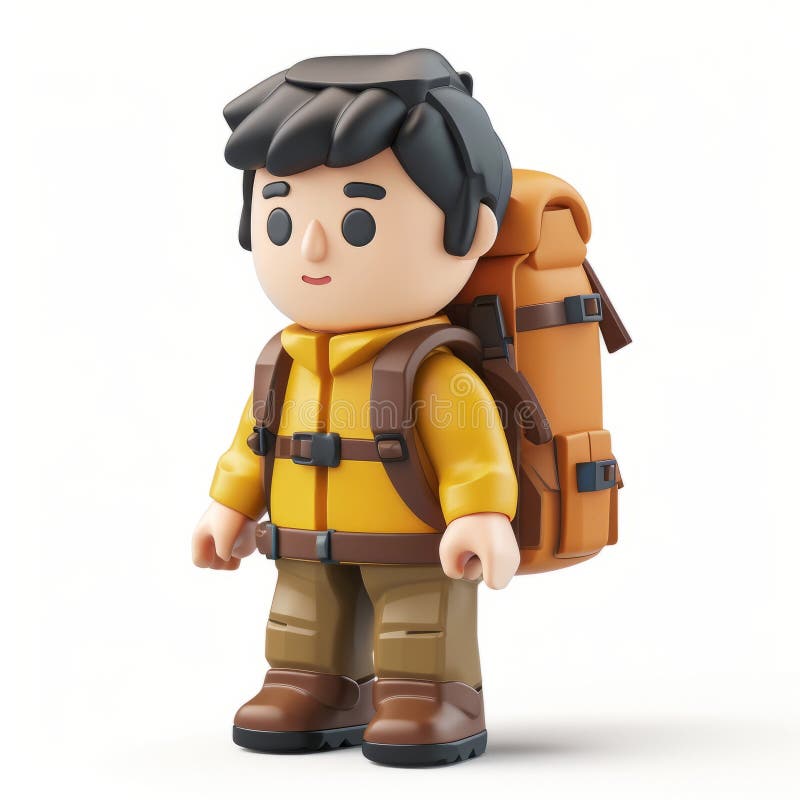 A Toy Figure of a Man with a Backpack Stock Illustration - Illustration ...
