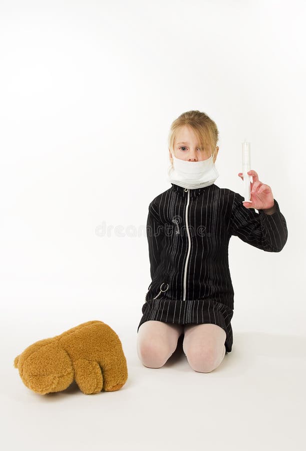 Toy and girl. stock image. Image of blond, patient, doctor - 12344717