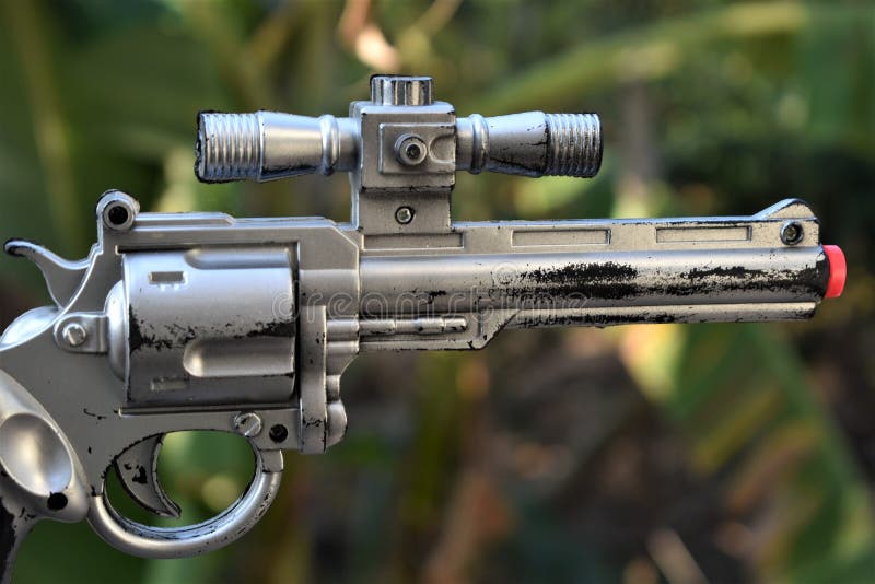 Toy Gun Made of Plastic Isolated on Natural Background Stock Image ...