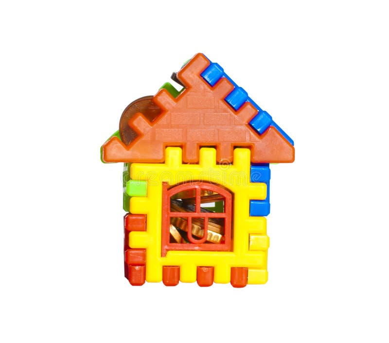 Toy house with coins stock photo. Image of built, sale - 22422694