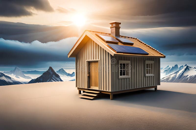 Toy House with Solar Panels and Stack of Coins. Generative AI Stock ...