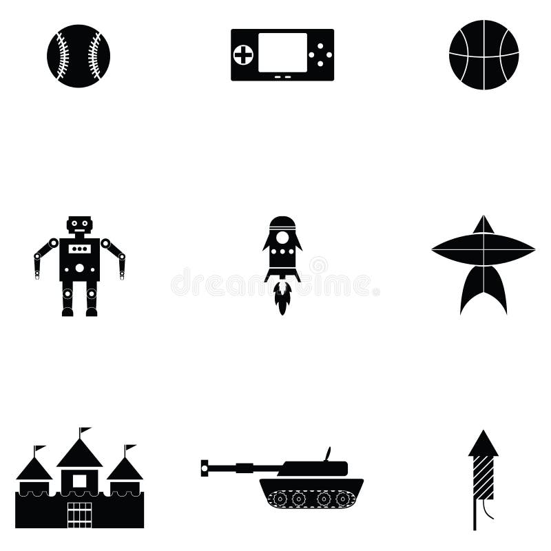 Toy icon set stock vector. Illustration of gift, play - 107354032