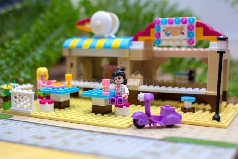 Toy Little Men Eat in Toy Cafe, Lego Editorial Photography - Image of ...