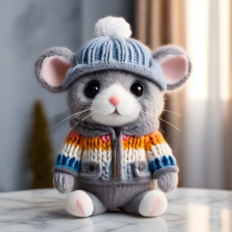 A Toy Made of Artificial Fur in the Form of a Mouse, Which Stands on a ...