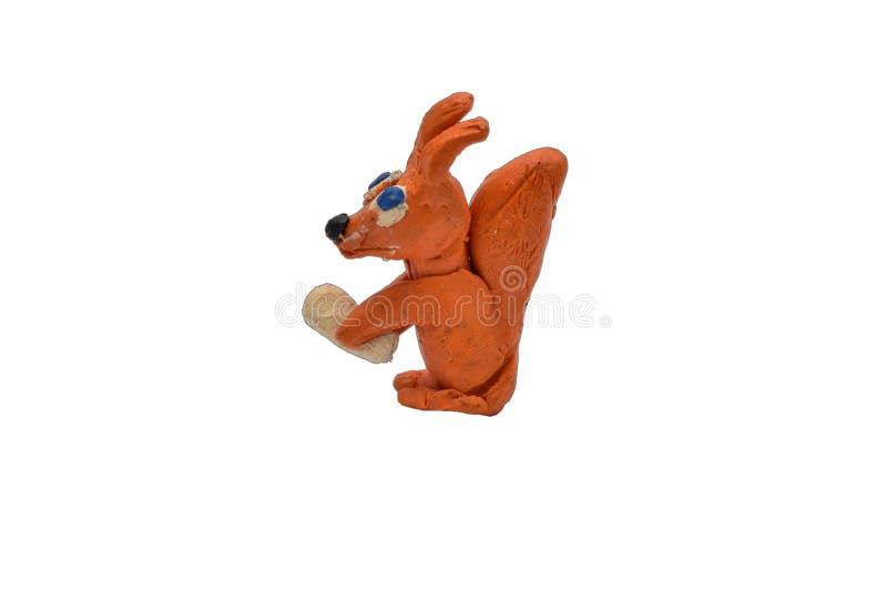 Toy Made of Plasticine Squirrel. Side View Stock Image - Image of happy ...