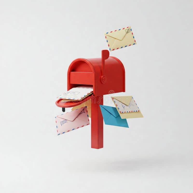 Toy mailbox with envelopes stock photo. Illustration of font - 379971782