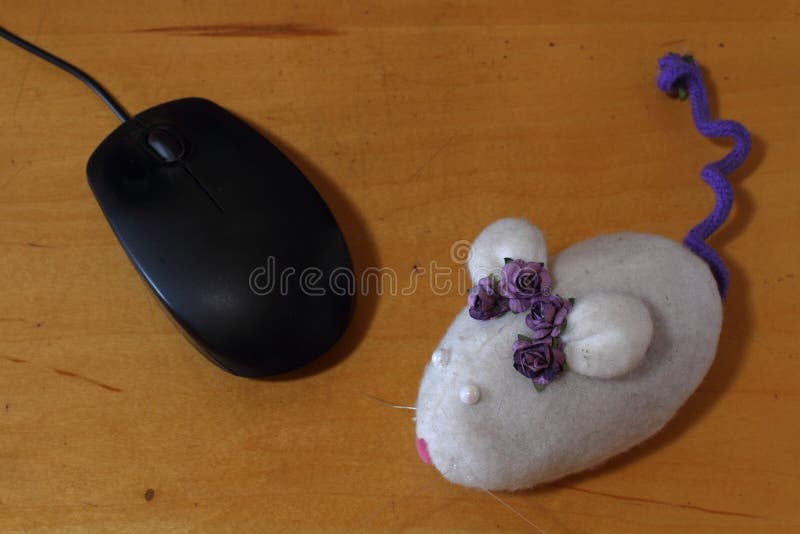 A Toy Mouse and a Computer Mouse Stock Image - Image of pretend ...