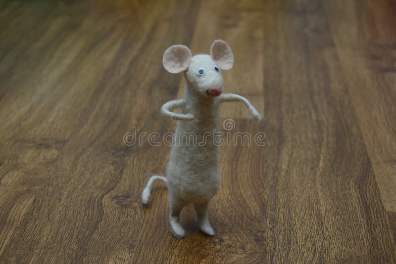 Toy Mouse Made of Wool Craft Stock Photo - Image of close, handicraft ...