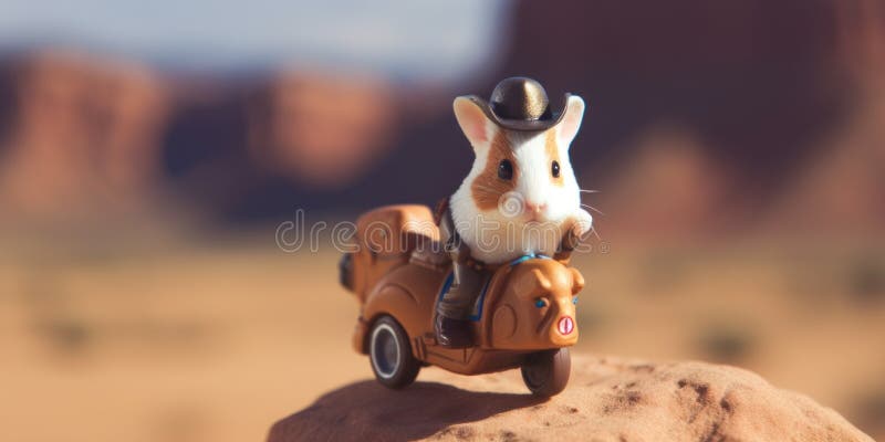 A Toy Mouse Riding a Toy Car on Top of a Rock. Generative AI Image ...
