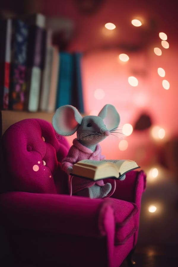A Toy Mouse Sitting in a Chair Reading a Book. AI Generative Image ...