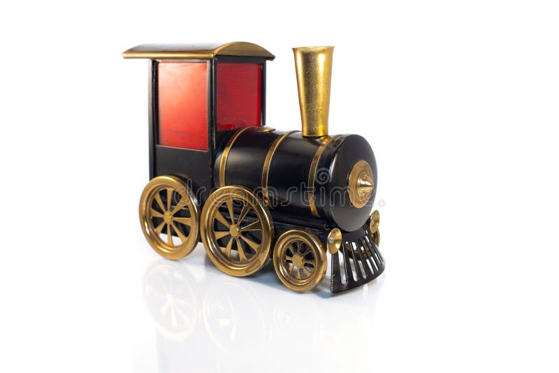 Toy Old Train Isolated on White Background Stock Image - Image of ...