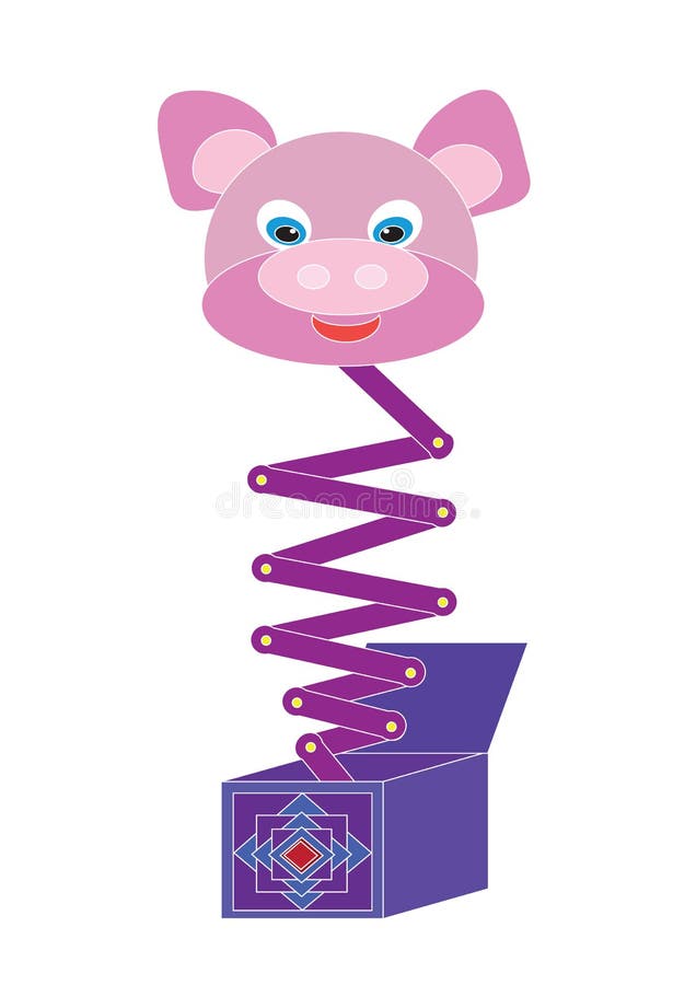 Toy a pig in a box stock illustration. Illustration of happy - 35275418