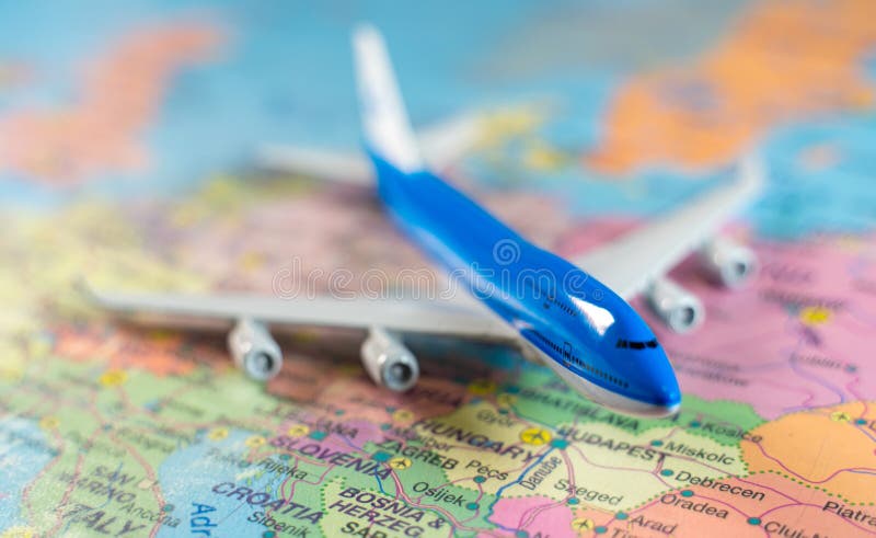 Plane on the Europe map stock image. Image of metaphor - 202301677