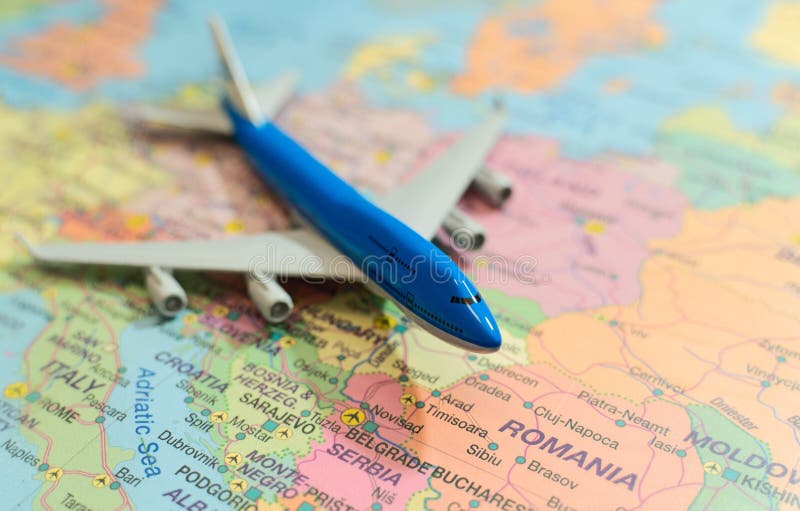 Plane on the Europe map stock image. Image of plane - 202301709