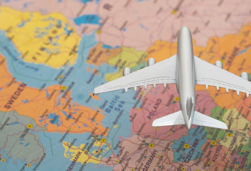 Plane Flying Over the Europe Map Stock Image - Image of airbus ...