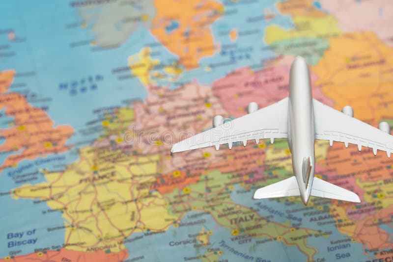 Plane Flying Over the Europe Map Stock Image - Image of flying ...
