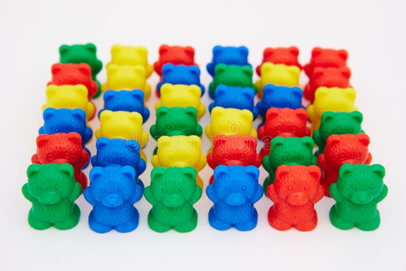 Toy plastic bears stock image. Image of colors, floor - 134825949