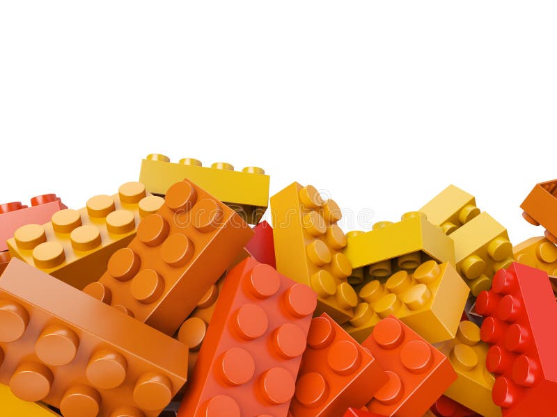 Toy Plastic Bricks Background in Warm Colors Stock Illustration ...