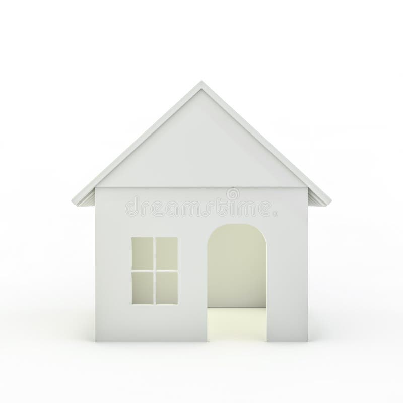 Toy Plastic House Model on White. 3D Stock Illustration - Illustration ...