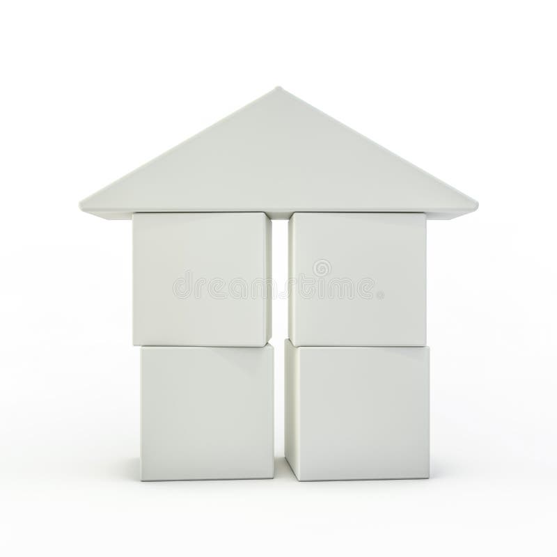 Toy Plastic House Model on White. 3D Stock Illustration - Illustration ...