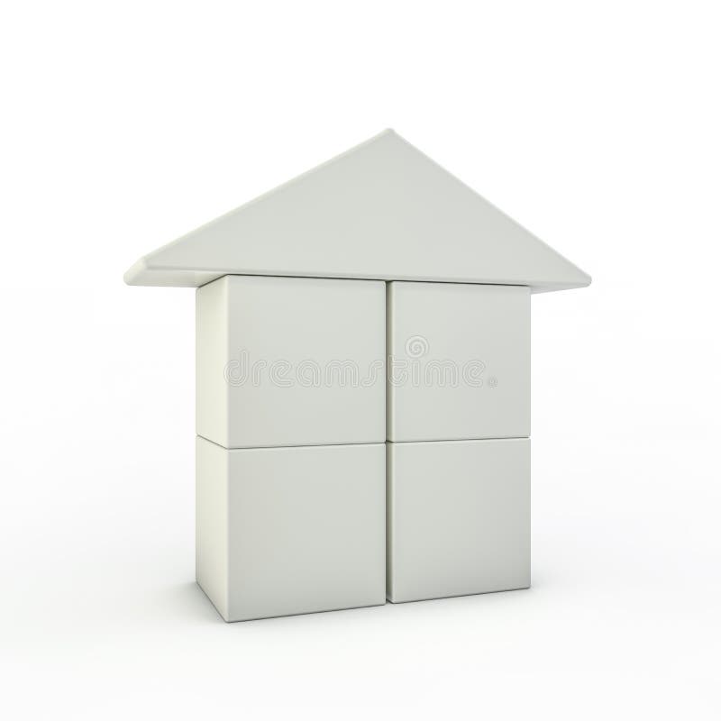 Toy Plastic House Model on White. 3D Stock Illustration - Illustration ...