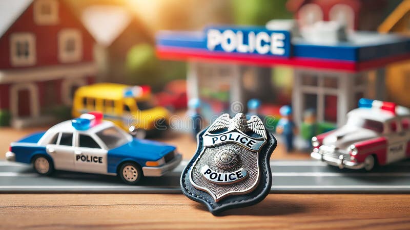 Toy Police Badge Positioned at the Edge of the Frame Stock Illustration ...