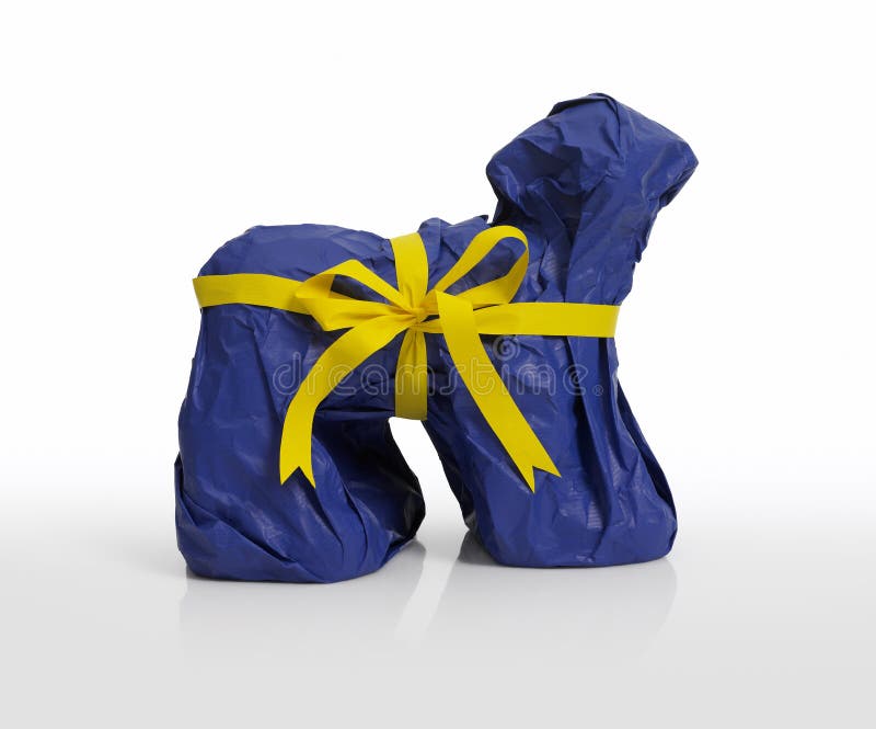 Toy Puppy Present Wrapped in Paper, Isolated Stock Image - Image of ...