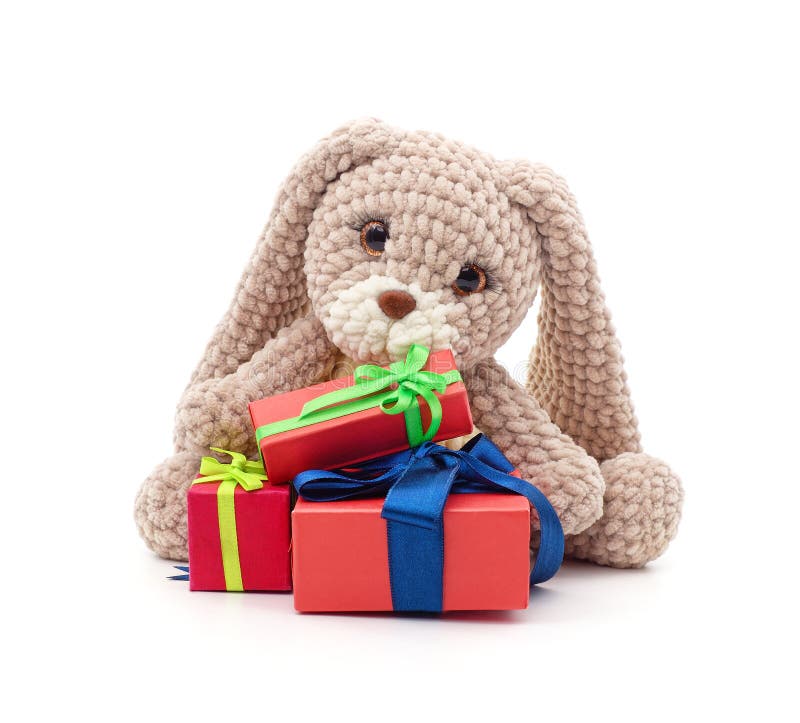 Toy rabbit with gifts stock photo. Image of tradition - 310450604
