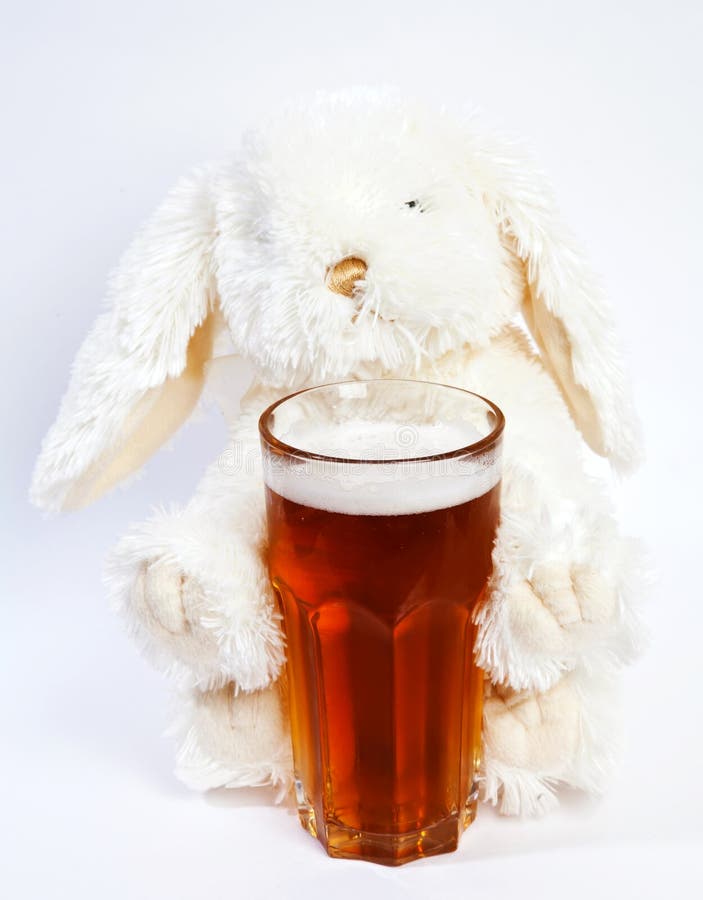 Toy Rabbit with Glass of Beer Stock Image - Image of furry, pint: 25988403