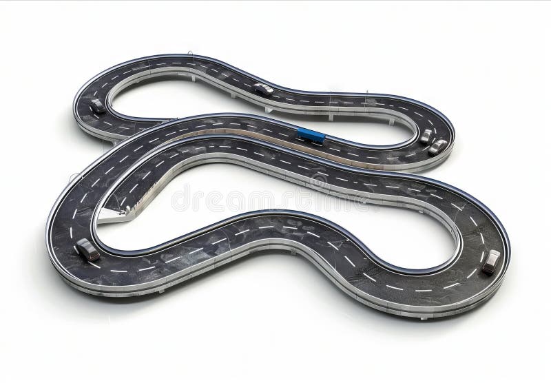 A Toy Race Track with Cars on it Stock Illustration - Illustration of ...